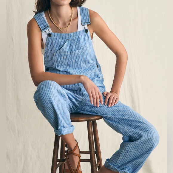 Faherty | Jeans | Faherty Linen Mechanic Skyway Railroad Blue White ...